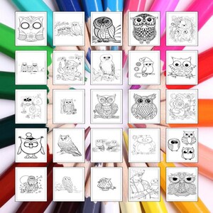 Printable Owl Coloring Pages for Kids and Adults | 100 Pages | Instant ...