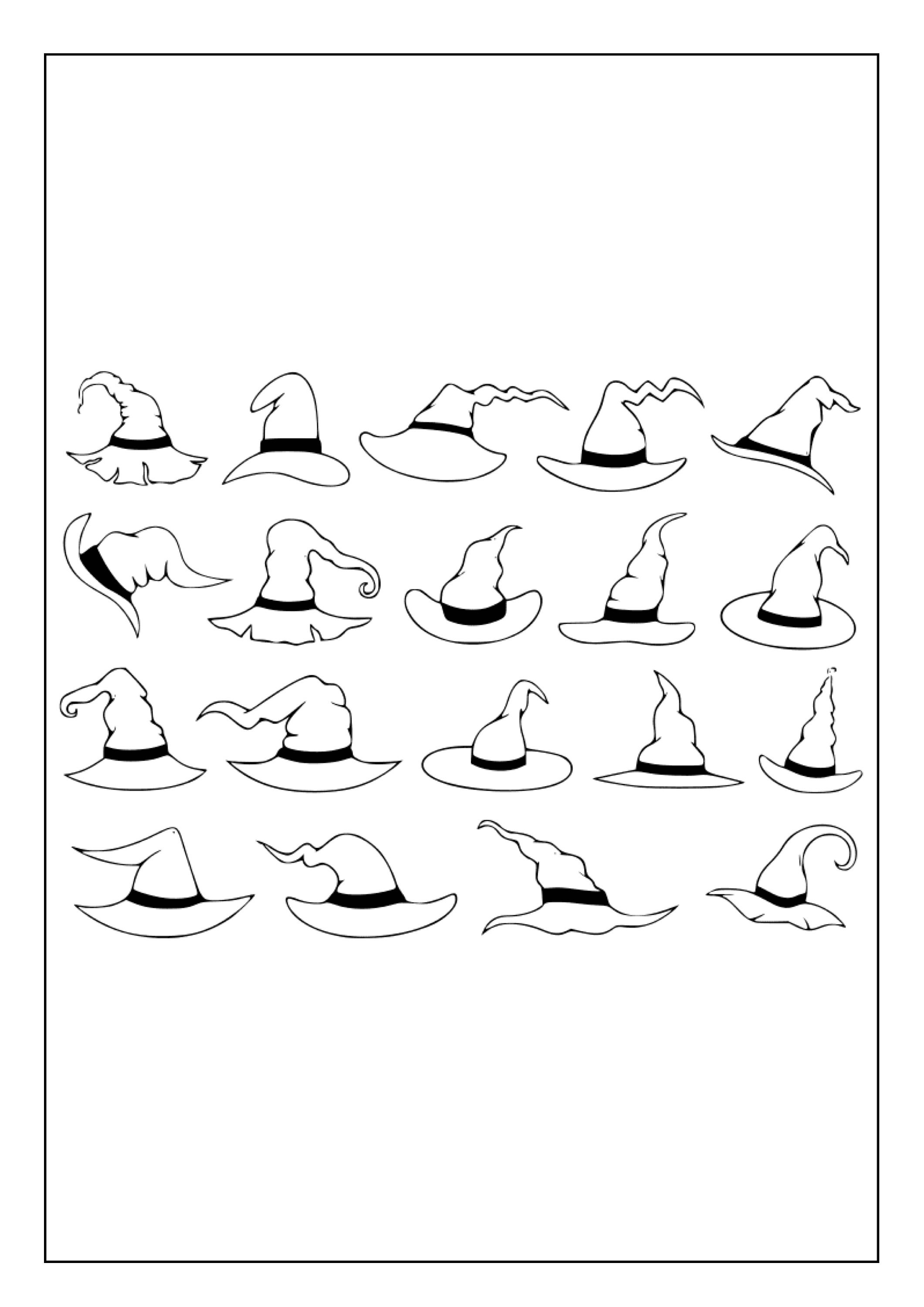Printable Witch Hat Coloring Pages for Kids and Adults 90 - Etsy