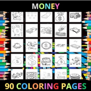 Printable Money Coloring Pages for Kids and Adults | 90 Pages | Instant ...