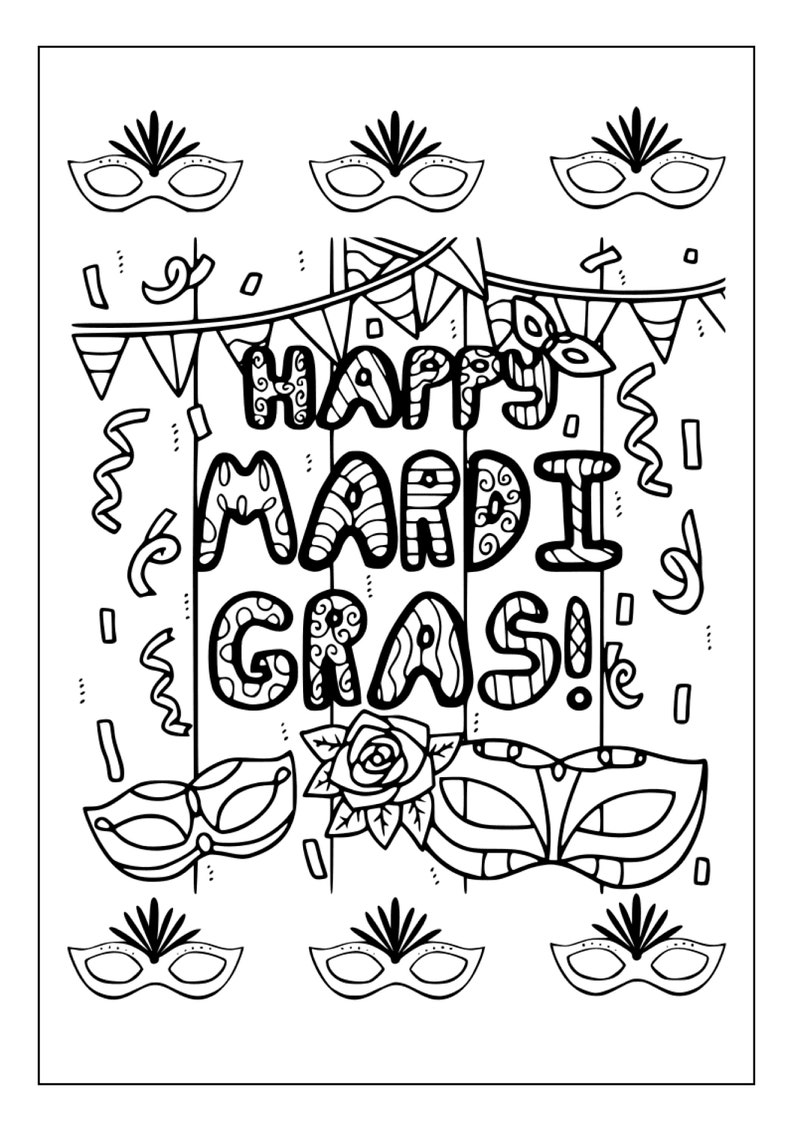 Printable Mardi Gras Coloring Pages for Kids & Adults | 45 Pages ...