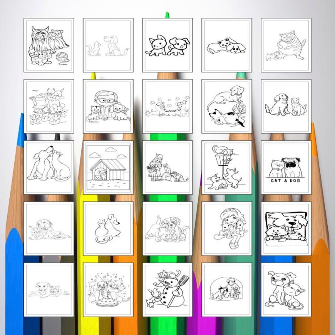 Printable Dogs and Cats Coloring Pages for Kids and Adults 90 Pages ...