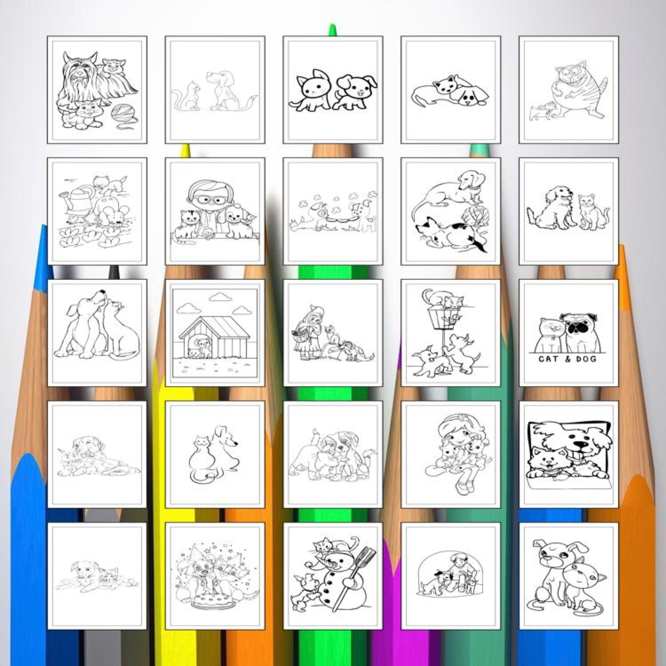 Printable Dogs and Cats Coloring Pages for Kids and Adults | 90 Pages ...