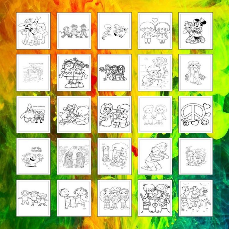 Printable Friendship Coloring Pages for Kids and Adults 50 Pages ...