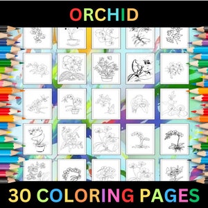 Printable Orchid Coloring Pages for Kids & Adults | 30 Pages | Instant ...