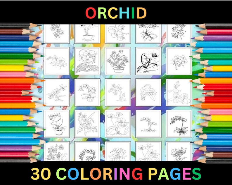 Printable Orchid Coloring Pages for Kids & Adults | 30 Pages | Instant ...