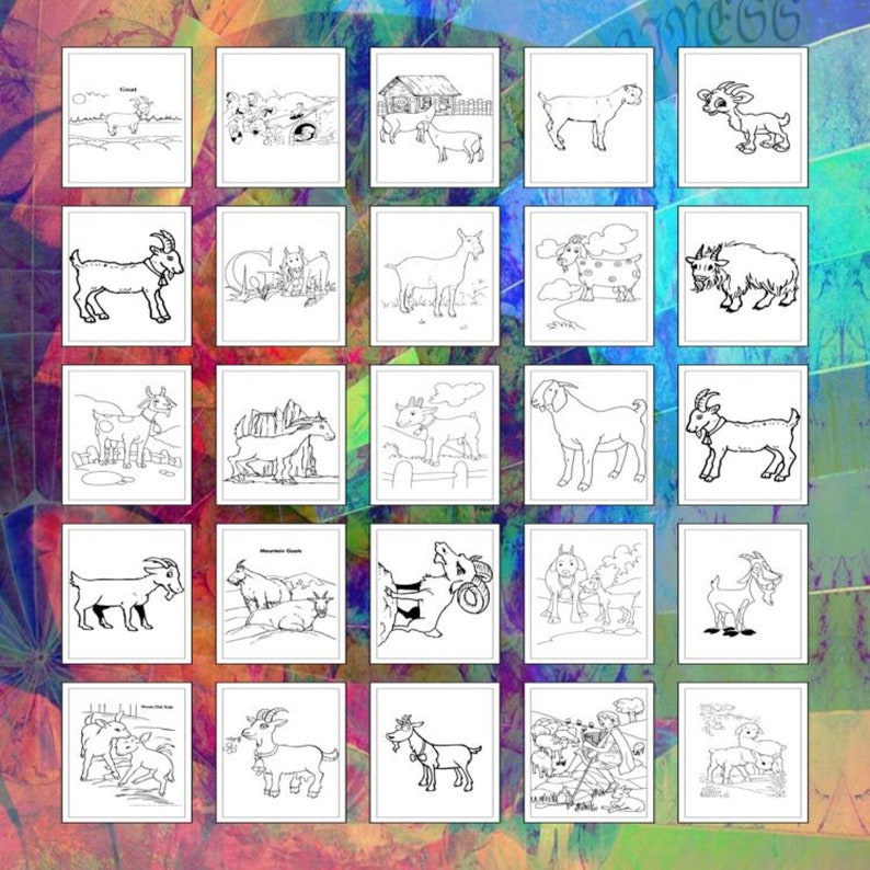 Printable Goats Coloring Pages for Kids and Adults | 40 Pages | Instant ...