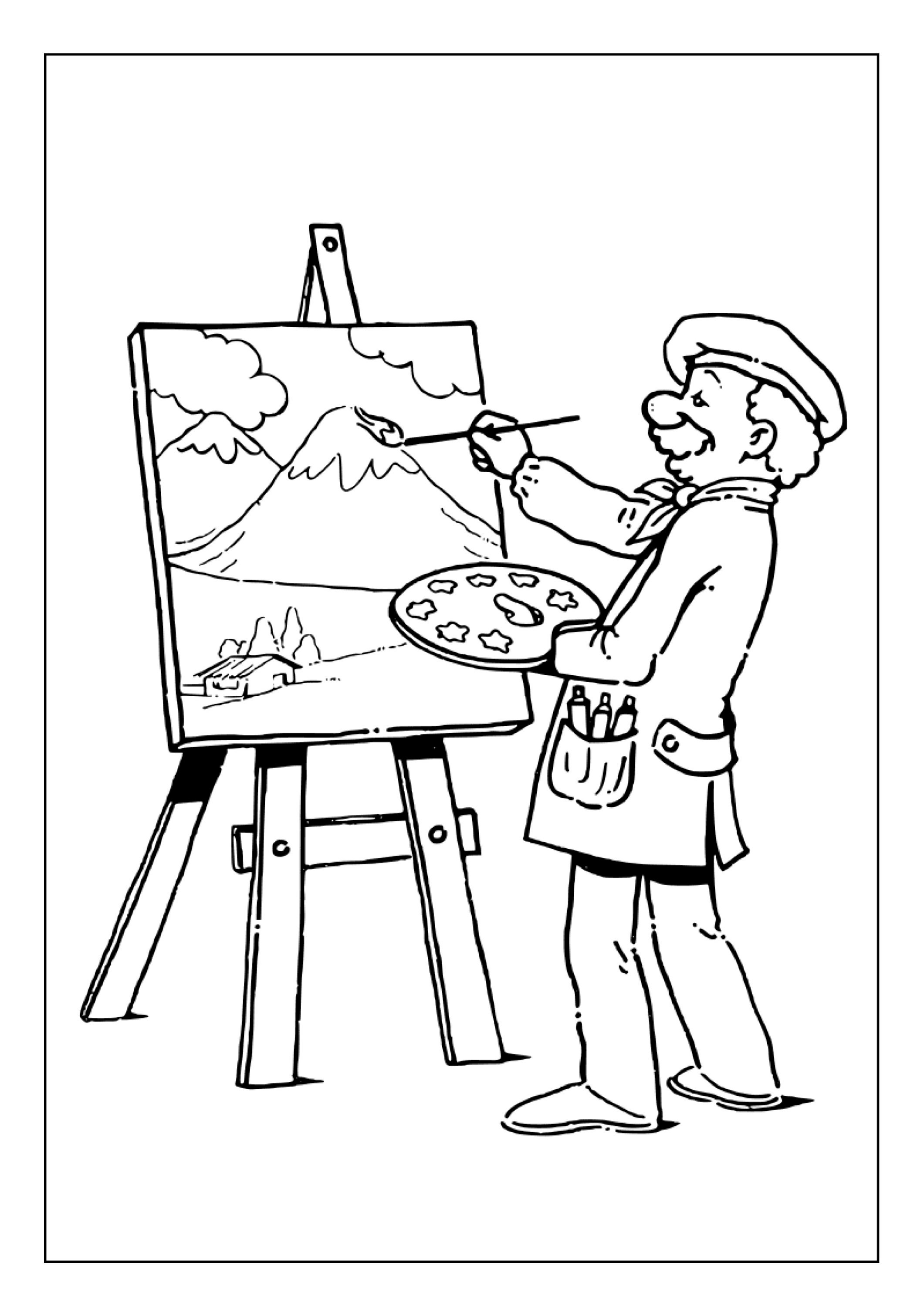 Printable Painter Coloring Pages for Kids & Adults | 30 Pages | Instant ...