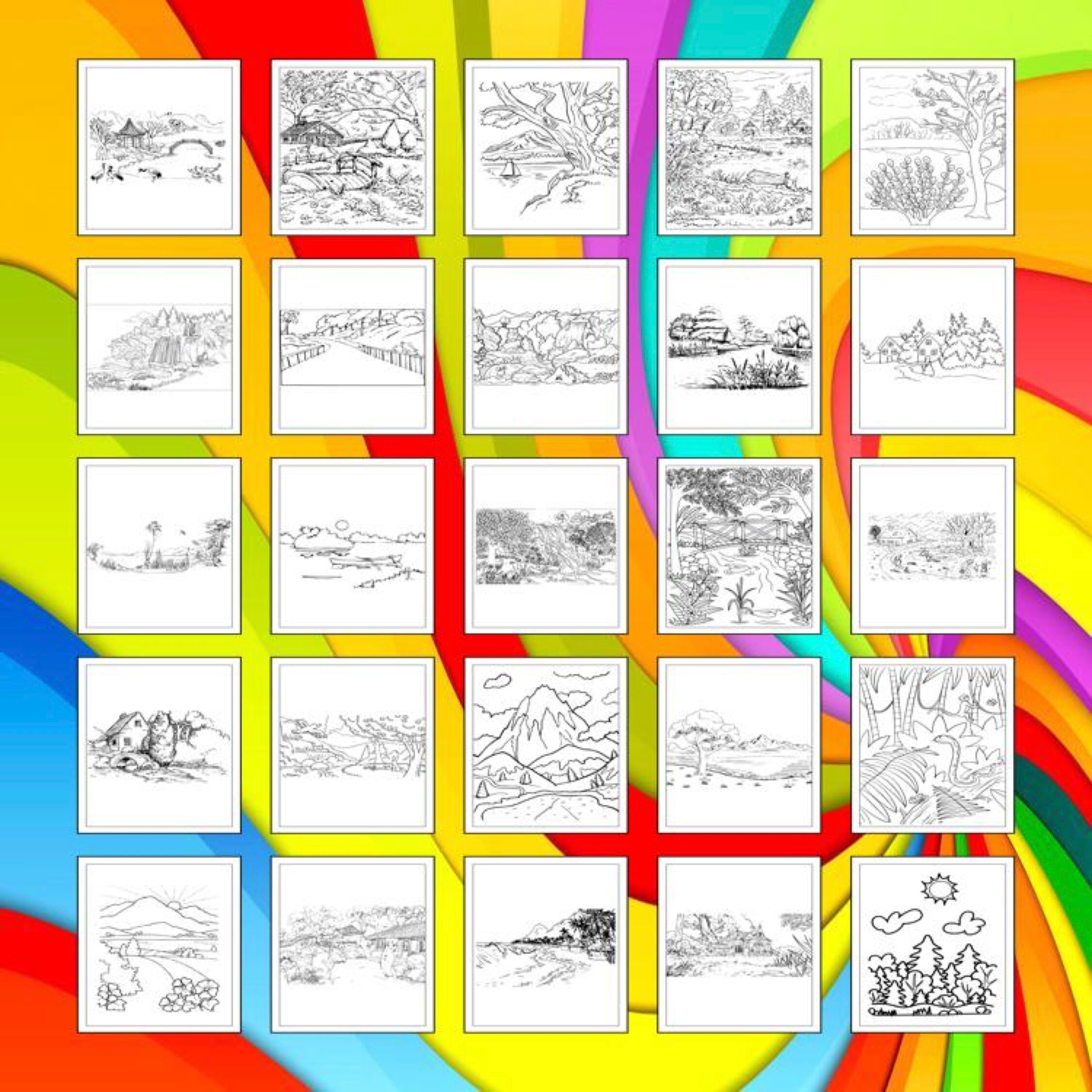 Printable Nature & Landscapes Coloring Pages for Kids and - Etsy