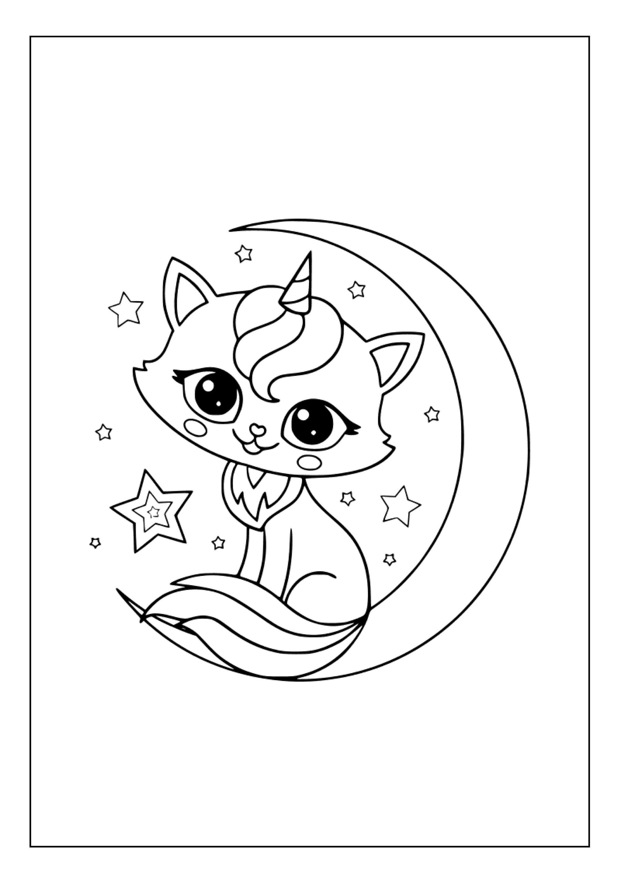 Printable Unicorn Cat Coloring Pages for Kids and Adults | 90 Pages ...
