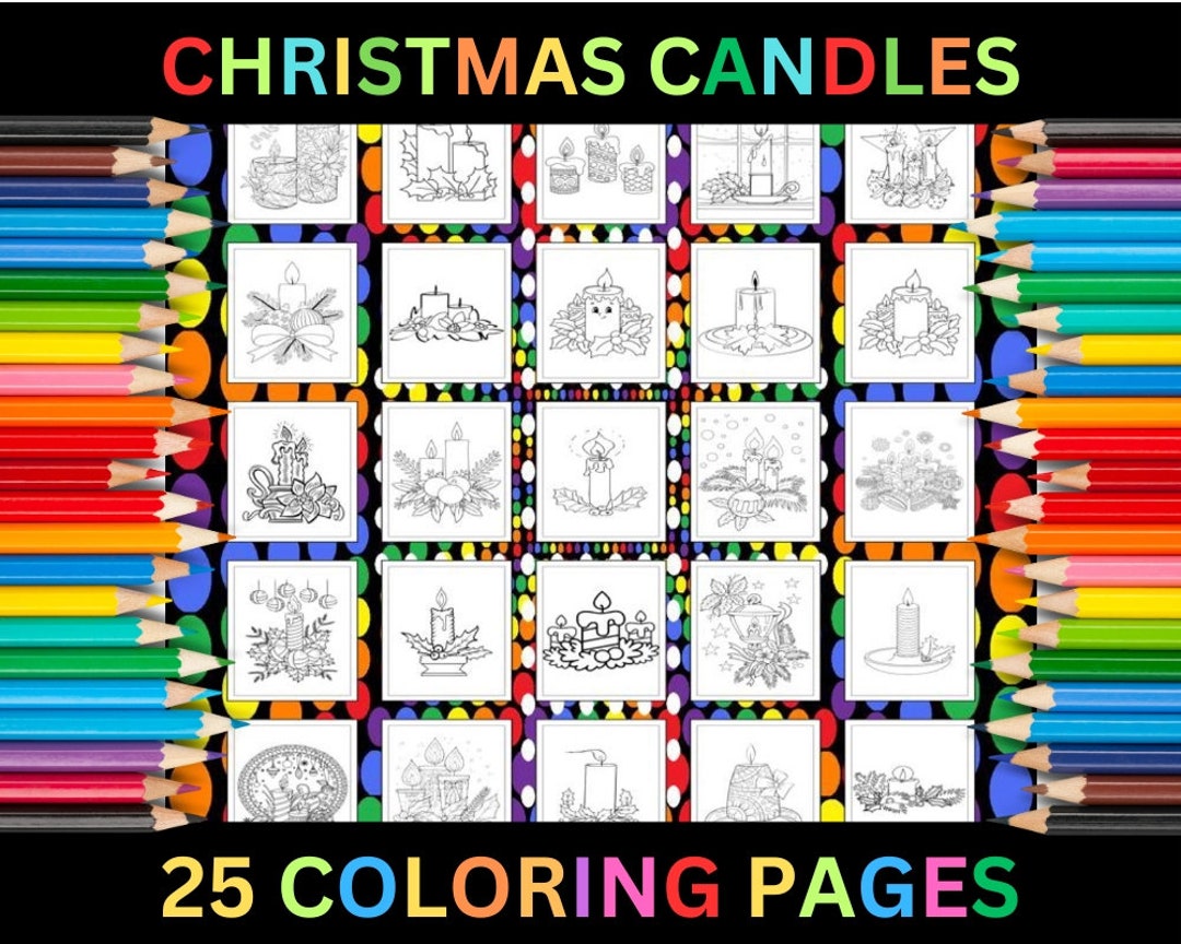 Printable Christmas Candles Coloring Pages for Kids & Adults | 25 Pages ...