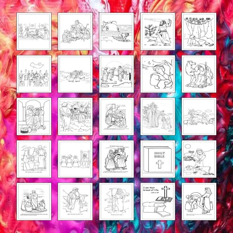 Printable Bible Coloring Pages for Kids & Adults | 90 Pages | Instant ...
