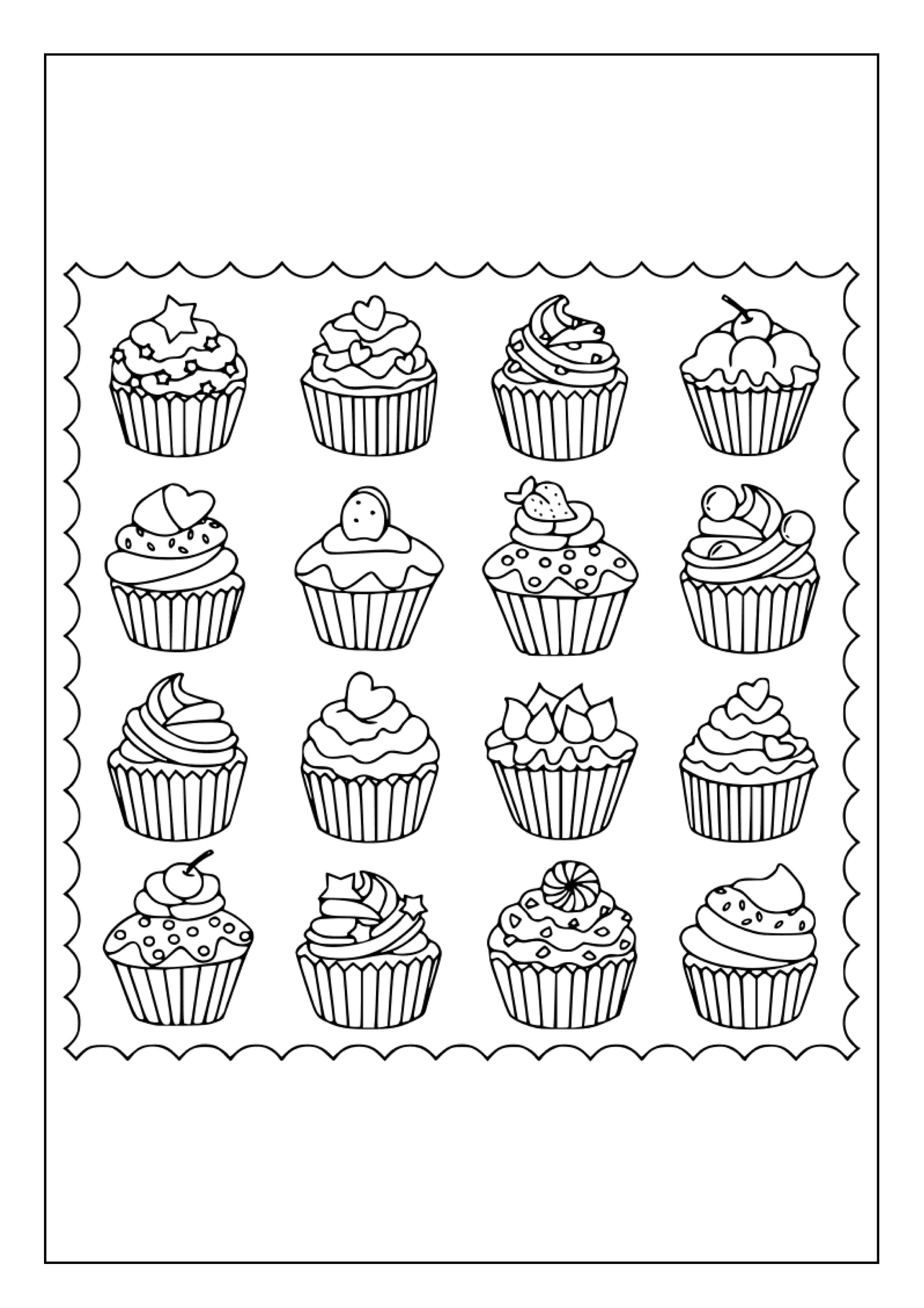 Printable Desserts Coloring Pages for Kids & Adults 100 Pages Instant ...