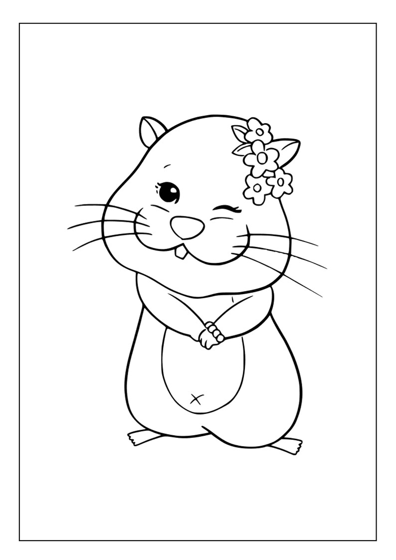 Printable Hamster Coloring Pages for Kids and Adults 90 Pages Instant ...