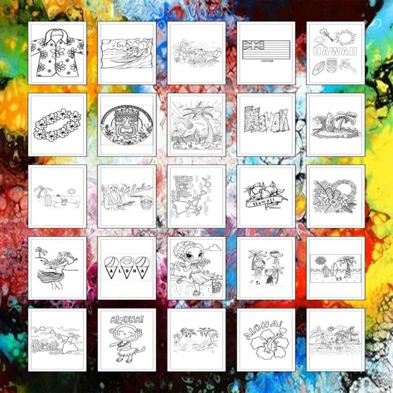 Printable Hawaii Coloring Pages for Kids & Adults | 65 Pages | Instant ...