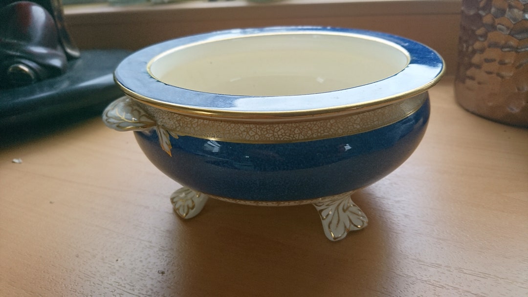Crown Devon Fieldings Ceramic Cobolt Blue With Gilt Leaves Oriental ...
