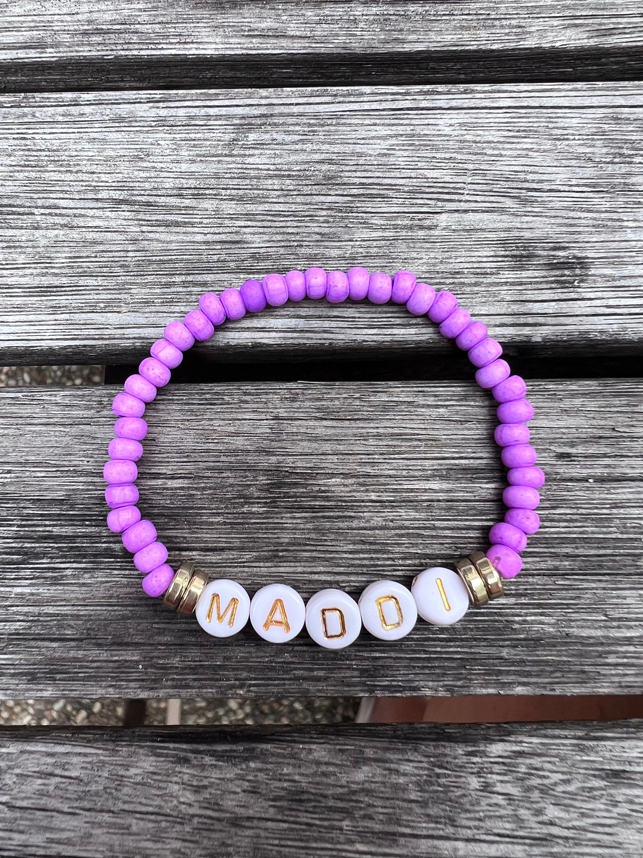 Personalized Name Custom Beaded Bracelet, Name Bracelet, Glass Beads ...