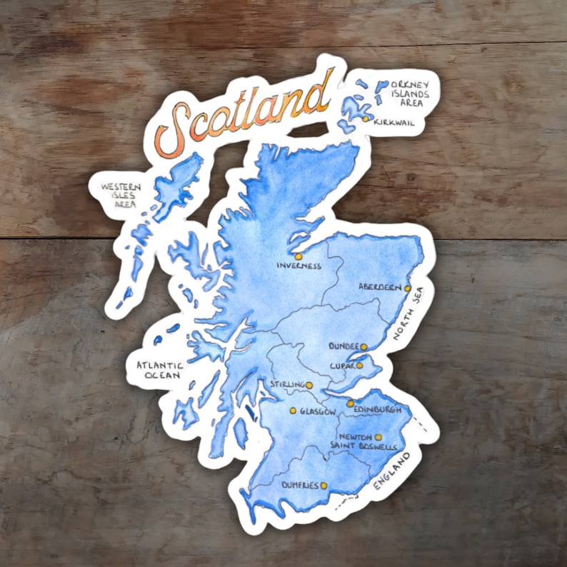 Scotland Map Sticker: Watercolor Painting, Glossy Vinyl Souvenir - Etsy