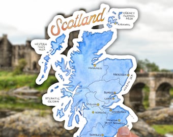 A4 Sticker Sheet Scotland Landmarks Vinyl Stickers Scottish City Map ...