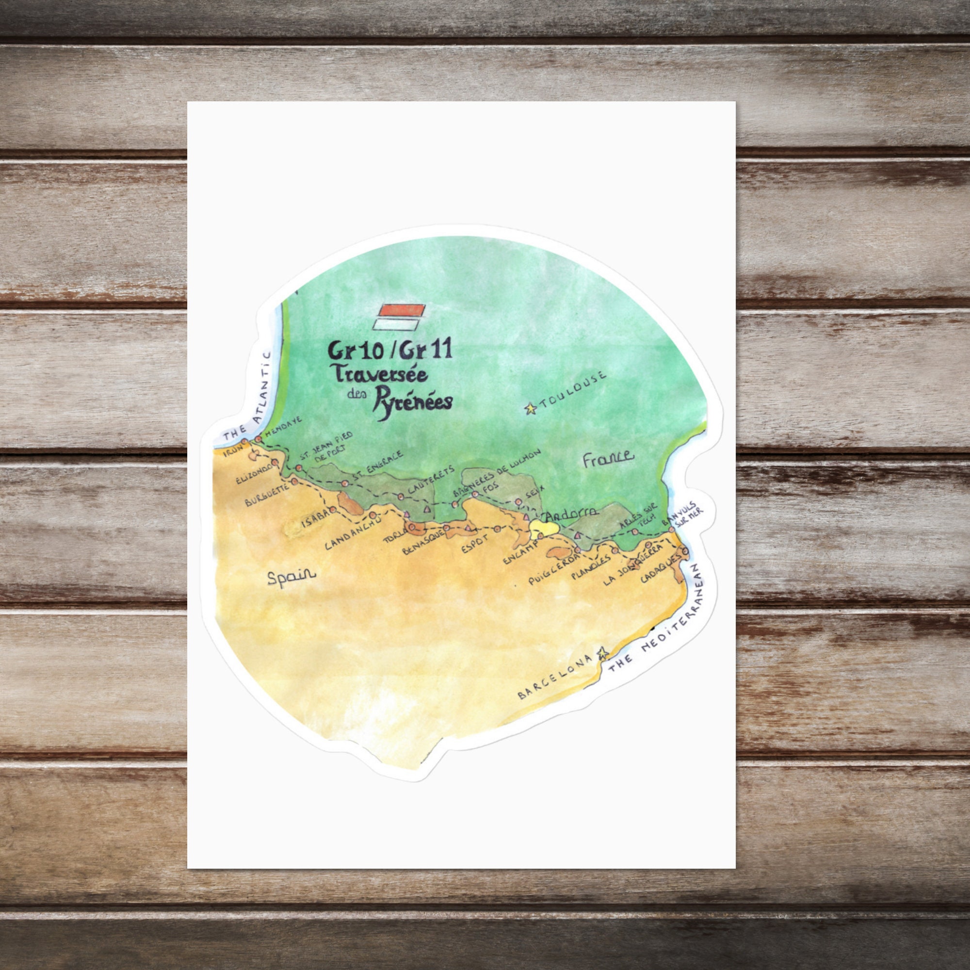 Sticker Map of GR 10 and GR 11 Traversée Des Pyrénées - Etsy