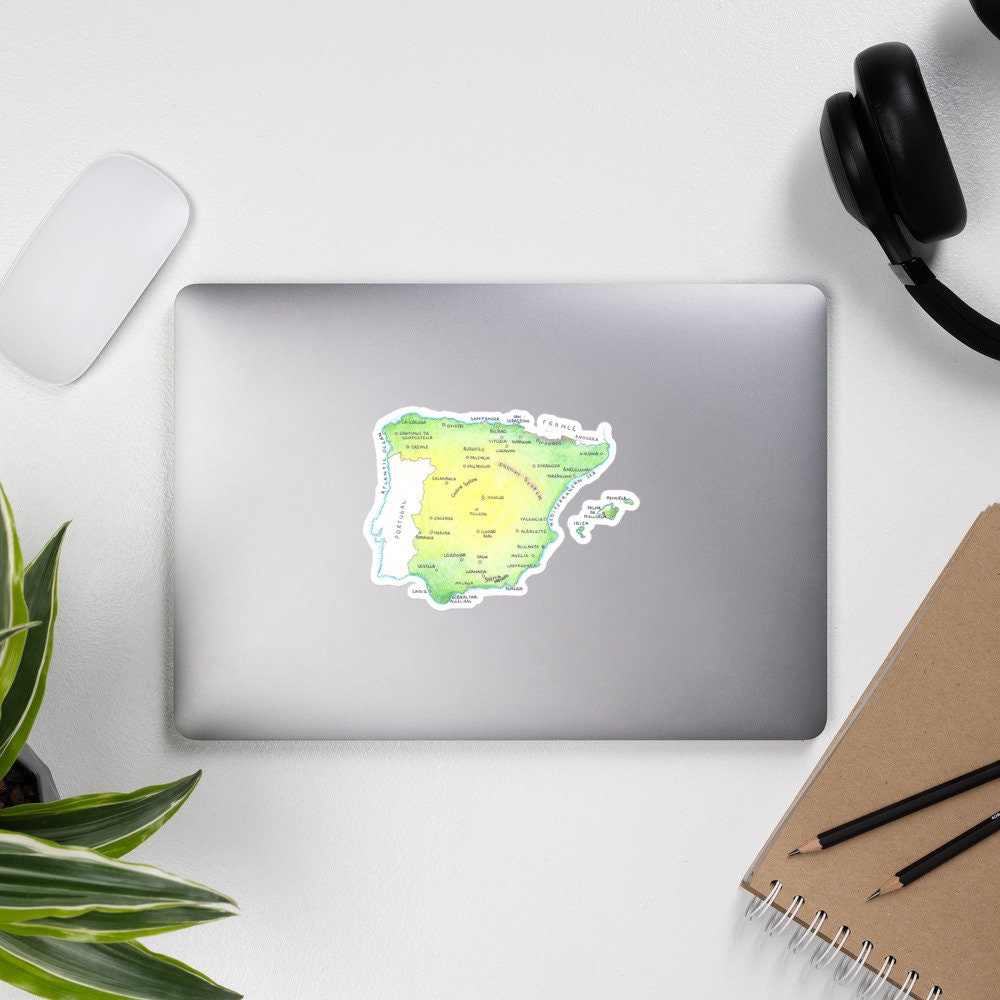 Map of Spain Sticker | Hand Drawn Map | Painting Spain Espagne España ...