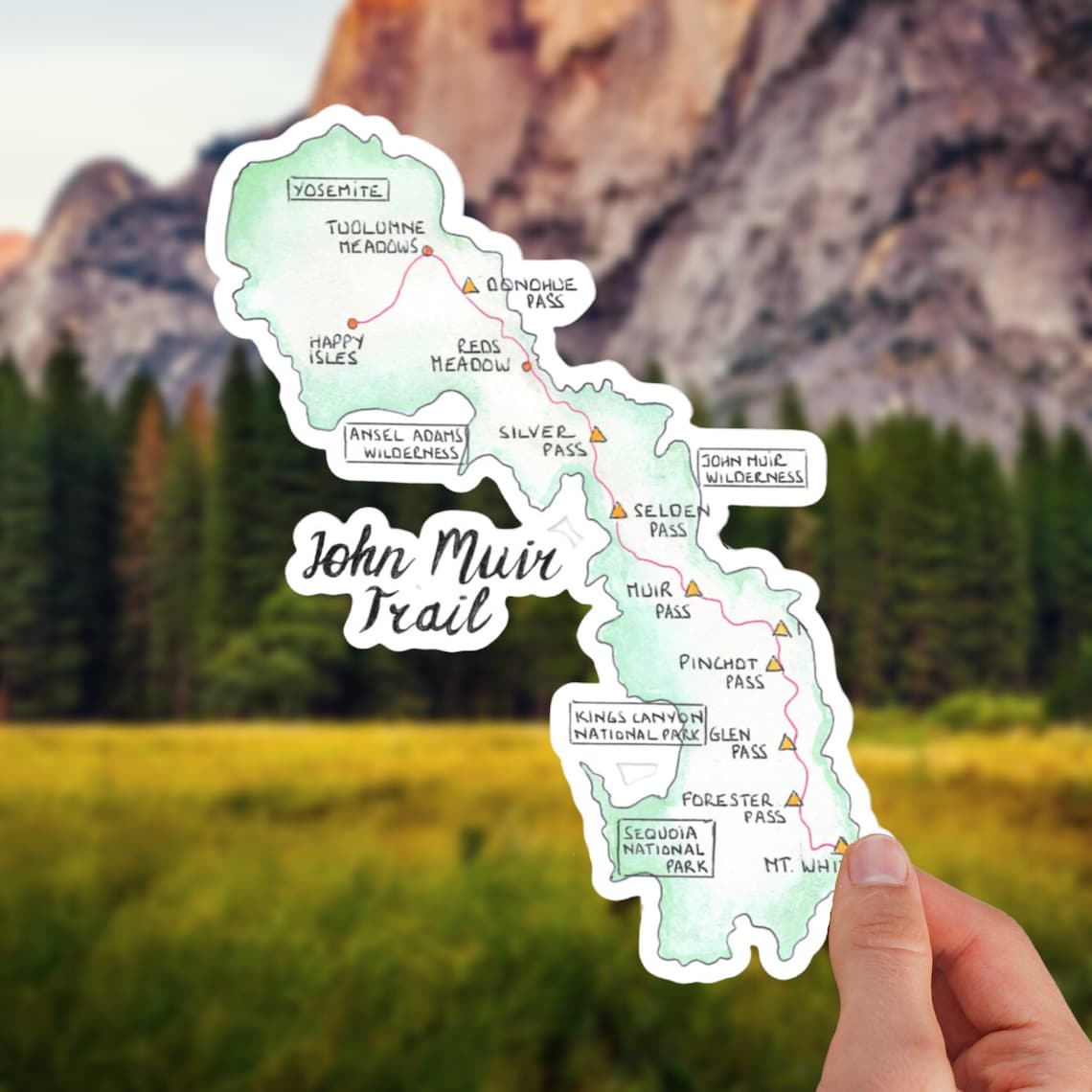 John Muir Trail Map | JMT Sticker | Gift for JMT Hiker | Hand Drawn Map | John Muir Trail ...