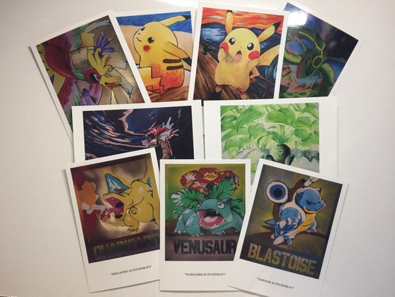 Set 9 Postcards Pikachu Dracaufeu Tortank Florizarre Leviator - Etsy