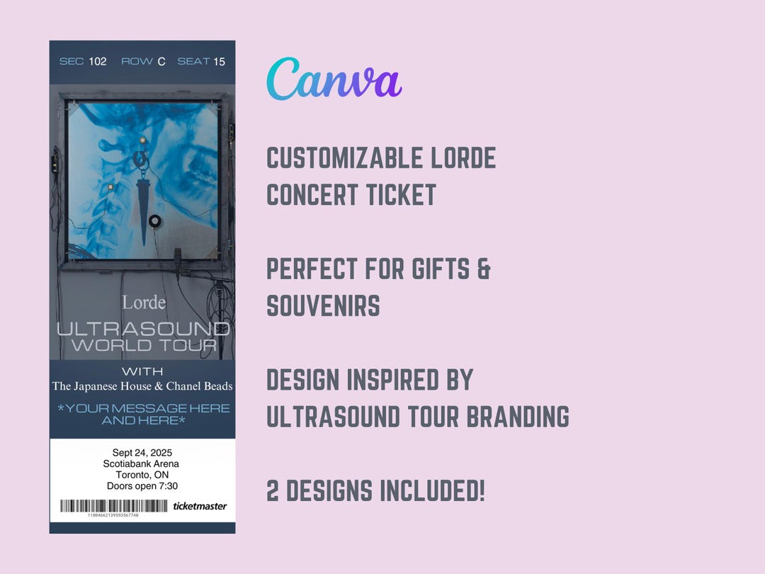 Custom Lorde World Tour Concert Ticket | Ultrasound Tour Editable ...