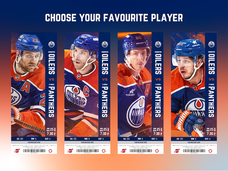 Custom Edmonton Oilers Hockey Game Ticket Souvenir - Editable Digital ...