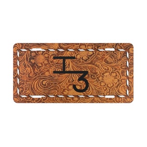 Custom Leather Tooled Western Farm Ranch Cattle Brand License Plate for ...
