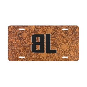 Custom Leather Tooled Western Farm Ranch Cattle Brand License Plate for ...