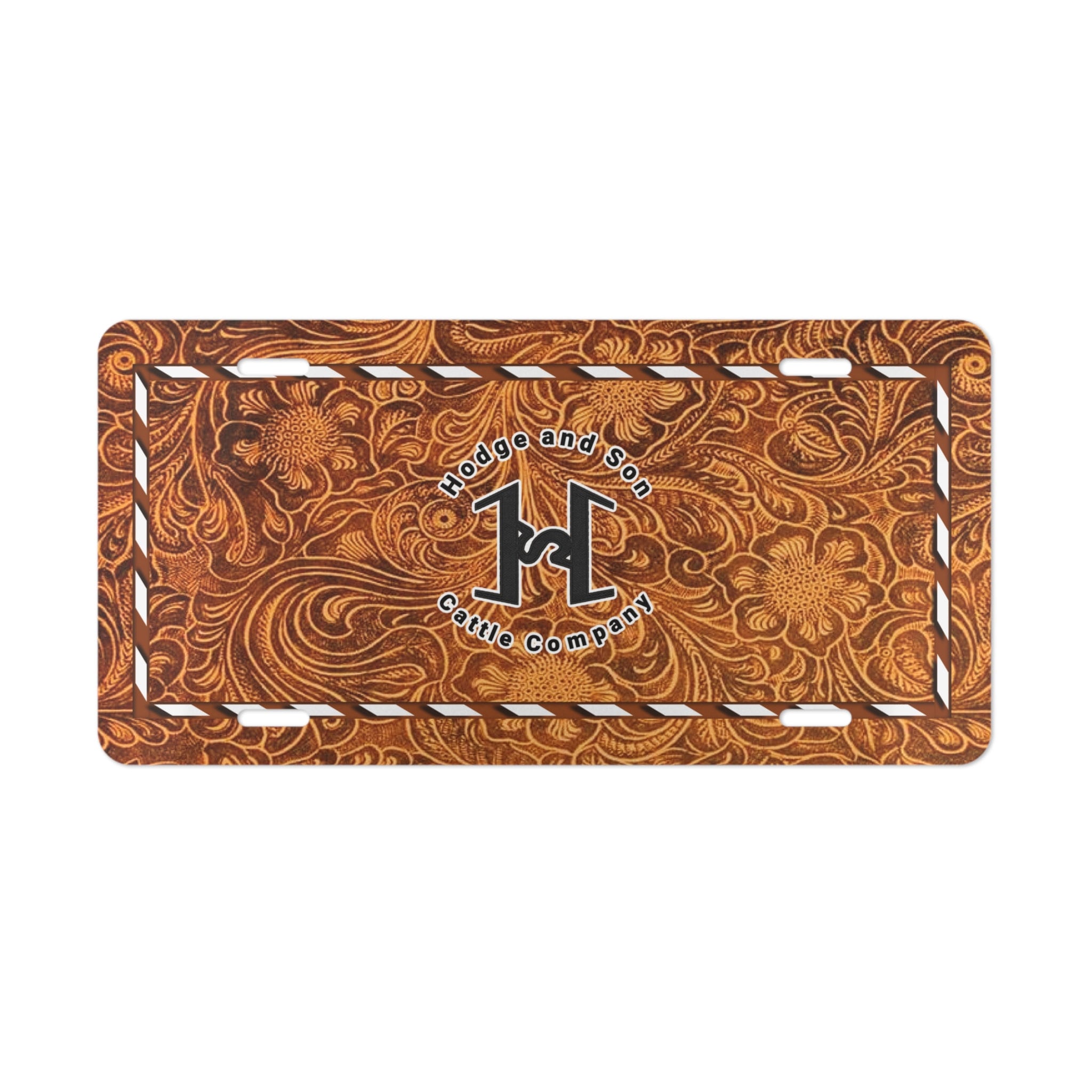 Custom Leather Tooled Western Farm Ranch Cattle Brand License Plate for ...