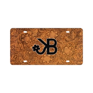 Custom Leather Tooled Western Farm Ranch Cattle Brand License Plate for ...