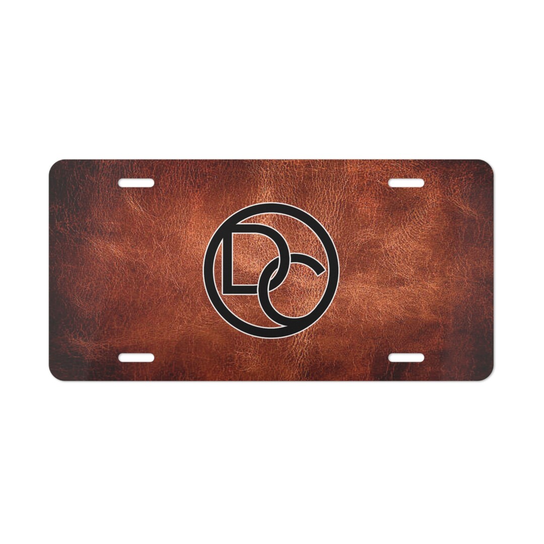 Custom Dark Brown Leather Western Farm Ranch Cattle Brand License Plate ...