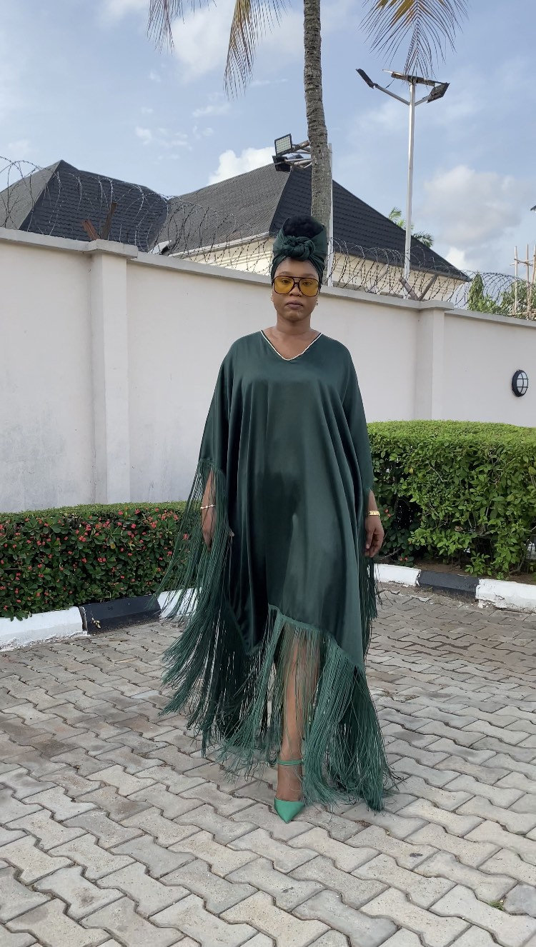 Silk Boubou/ African Bubu Gown/long Bubu With Fringe / Womens - Etsy