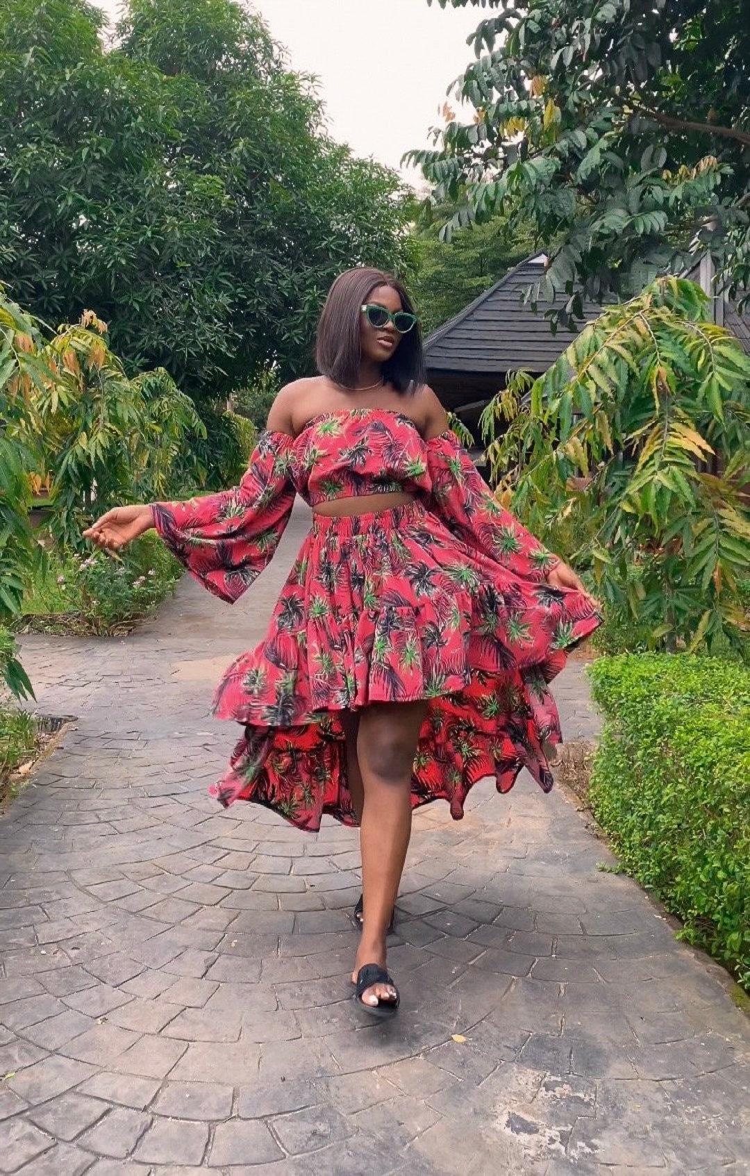 Floral Assymetric Skirt and Tube Top/high Low Maxi Skirt and Elastic ...