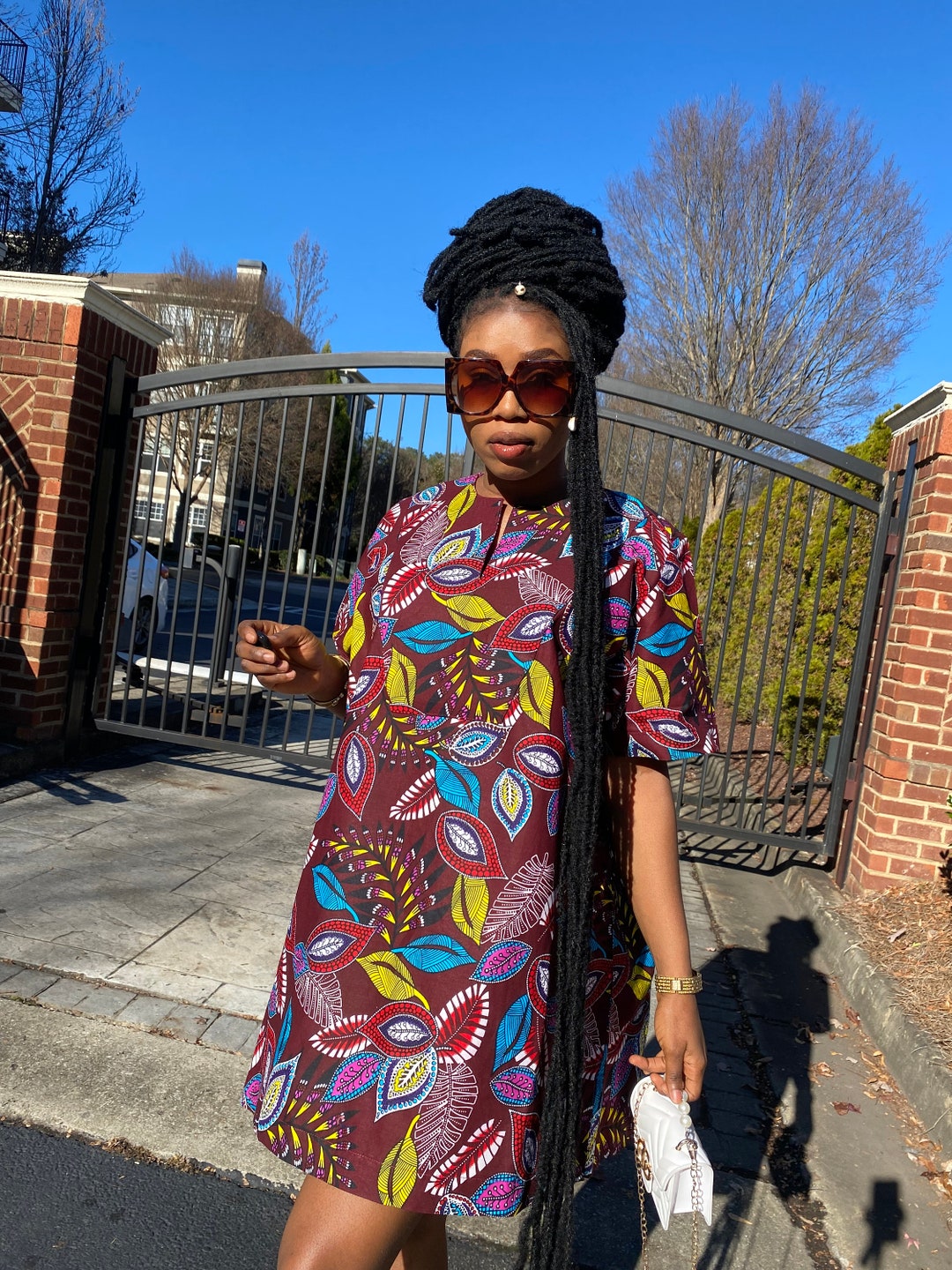 Ankara Short Dress: African Print Mini Kaftan Tunic, Loose Fit - Etsy