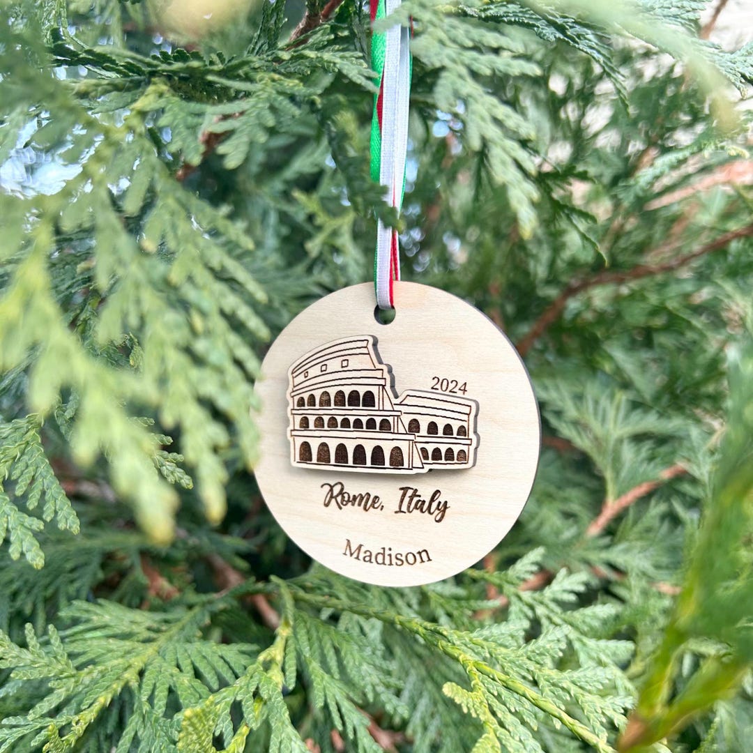 Customizable Rome Italy Colosseum Ornament Wooden Italy Personalized ...