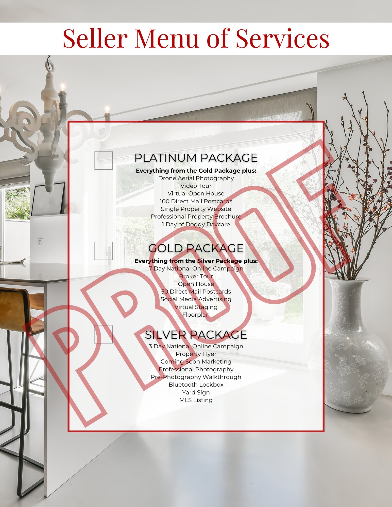 Realtor New Listing Menu of Services red Version - Etsy