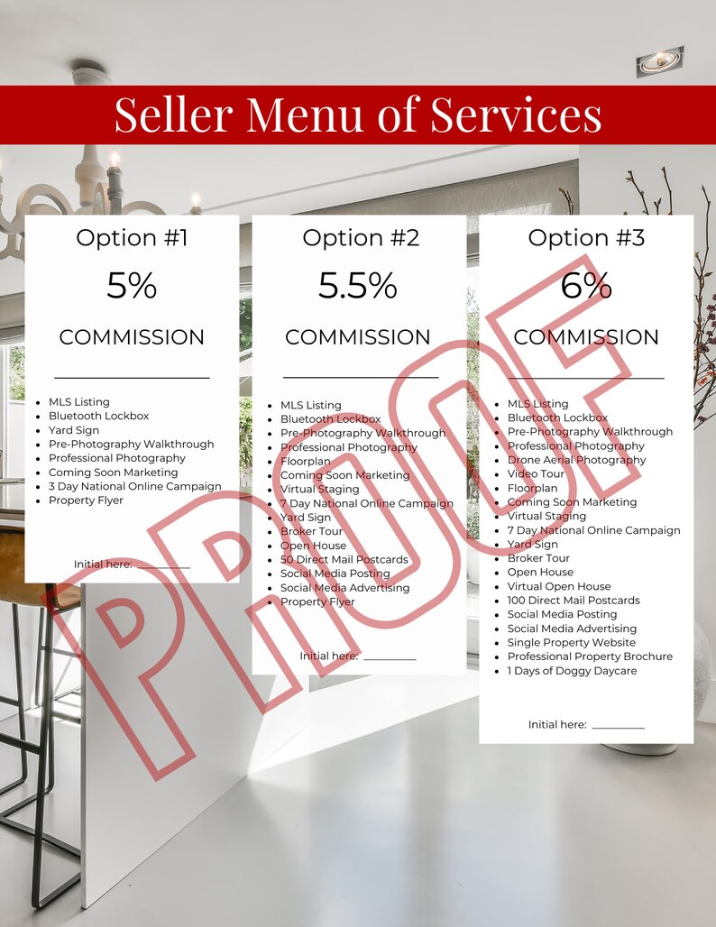 Realtor New Listing Menu of Services red Version - Etsy