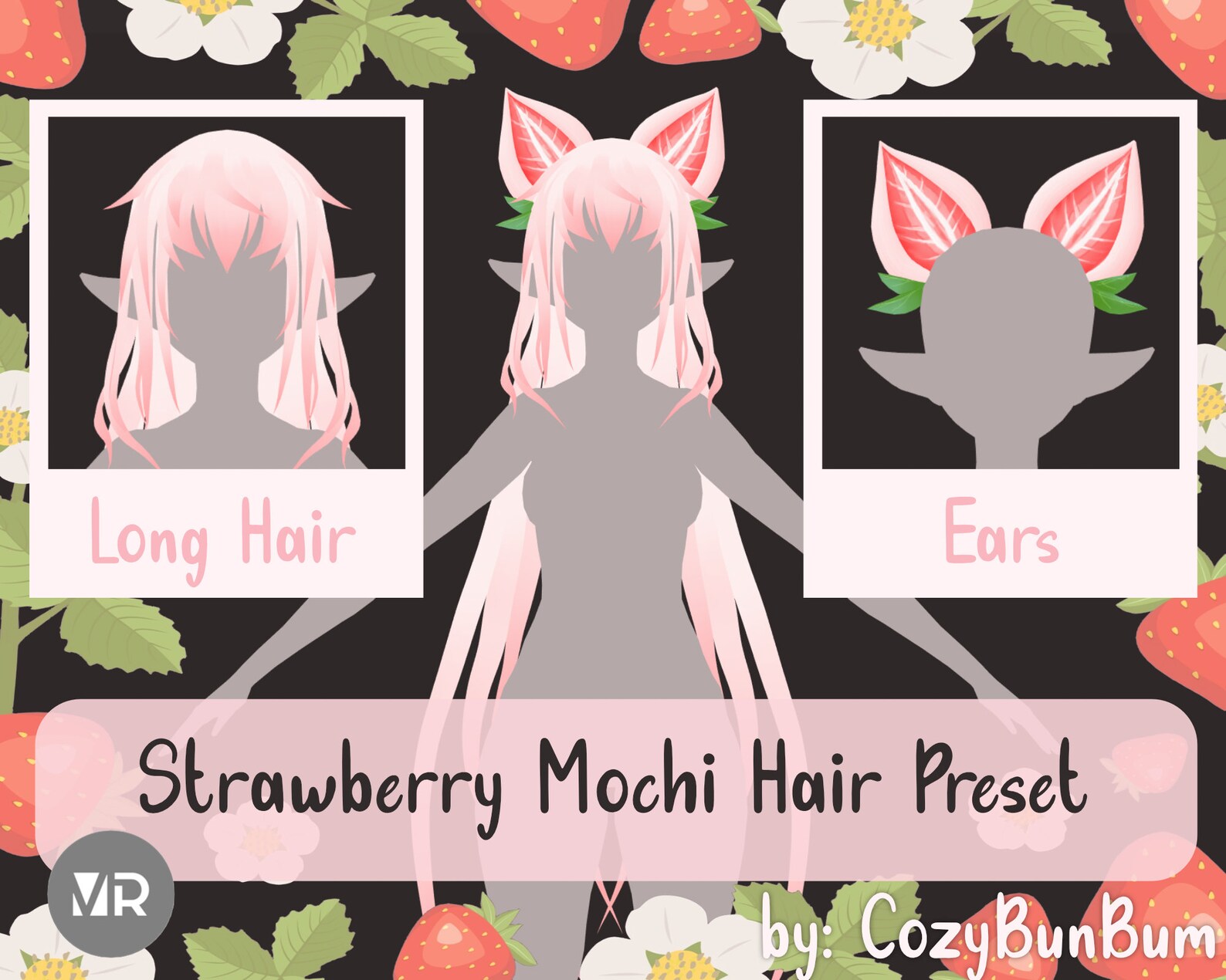 Vroid Long Hair With Strawberry Mochi Kitty Ears - Etsy