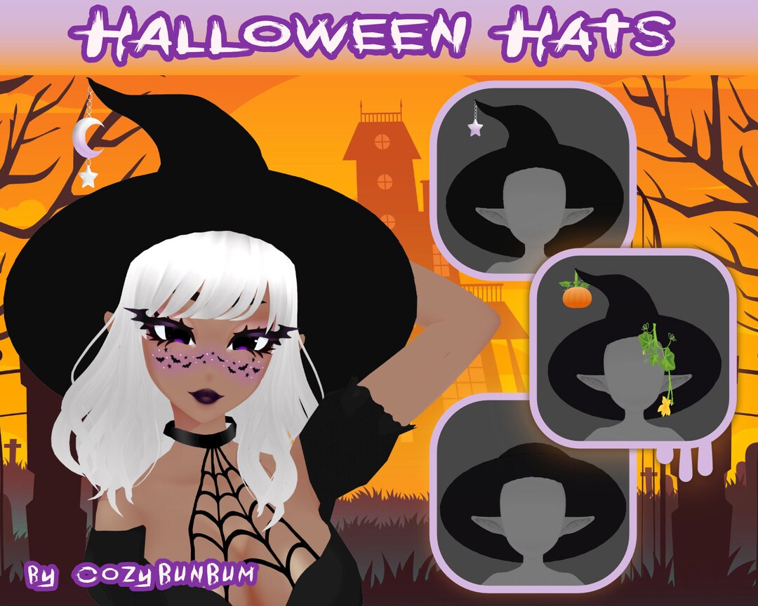 Vroid Halloween Witch Hat Set | Sombrero De Bruja - Etsy