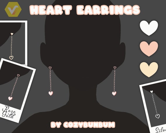 Heart Earrings Vroid Set De Aretes - Etsy