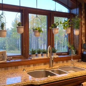 Triflora Hanging Planter for Window, Indoor Herb Garden, White/black ...