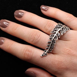 Silver Double Finger Leaf Ring Multiple Colors - Etsy