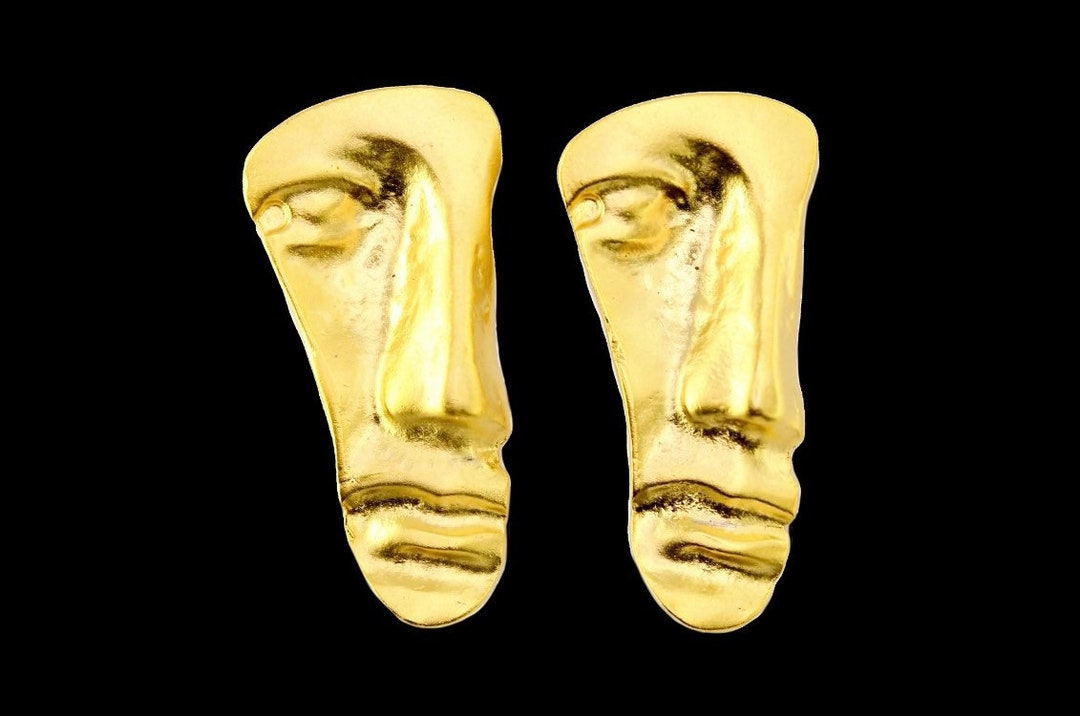Gold Face Earrings - Ancient Greek Face Mask - Etsy