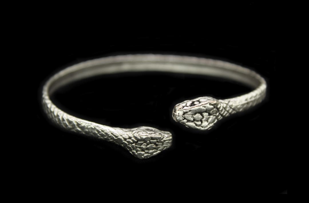 Snake Bracelet — Silver Bangle Torque Bracelet - Etsy