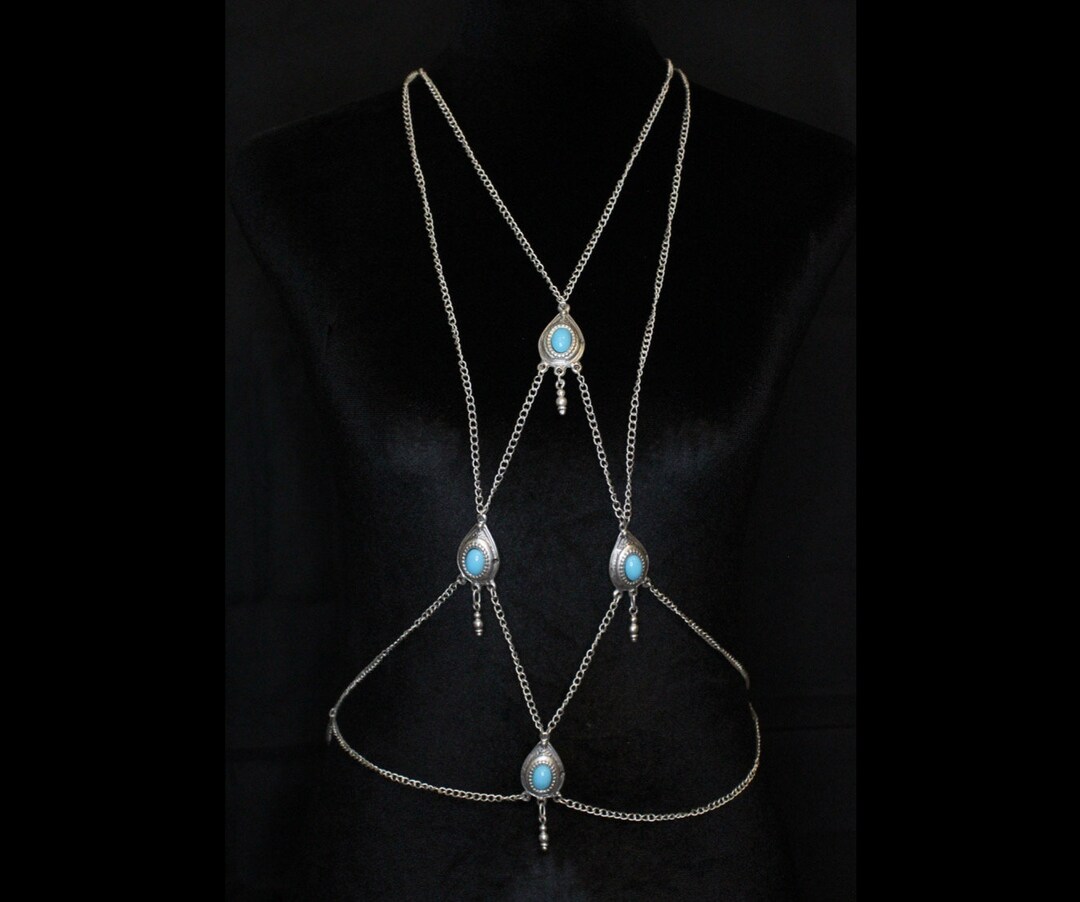 Light Blue Bohemian Body Jewelry - Etsy