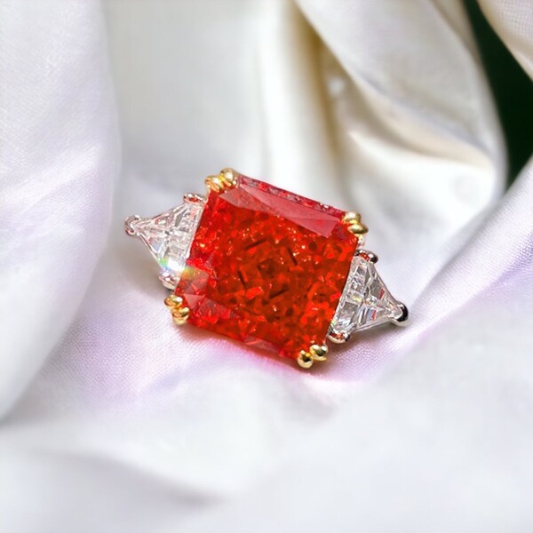 Red Square Ring - Etsy