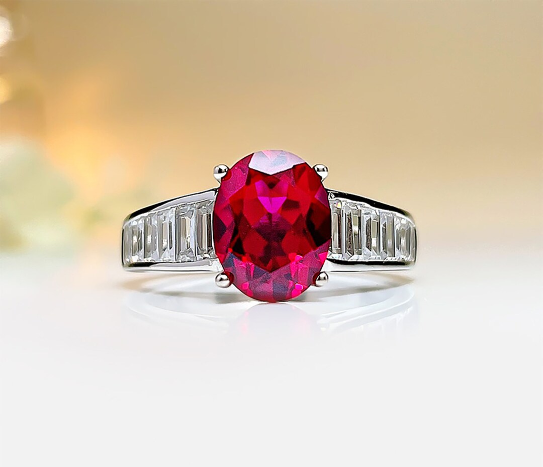 2 Carat Pigeon Blood Ruby Oval Lab Created Gemstone 925 - Etsy