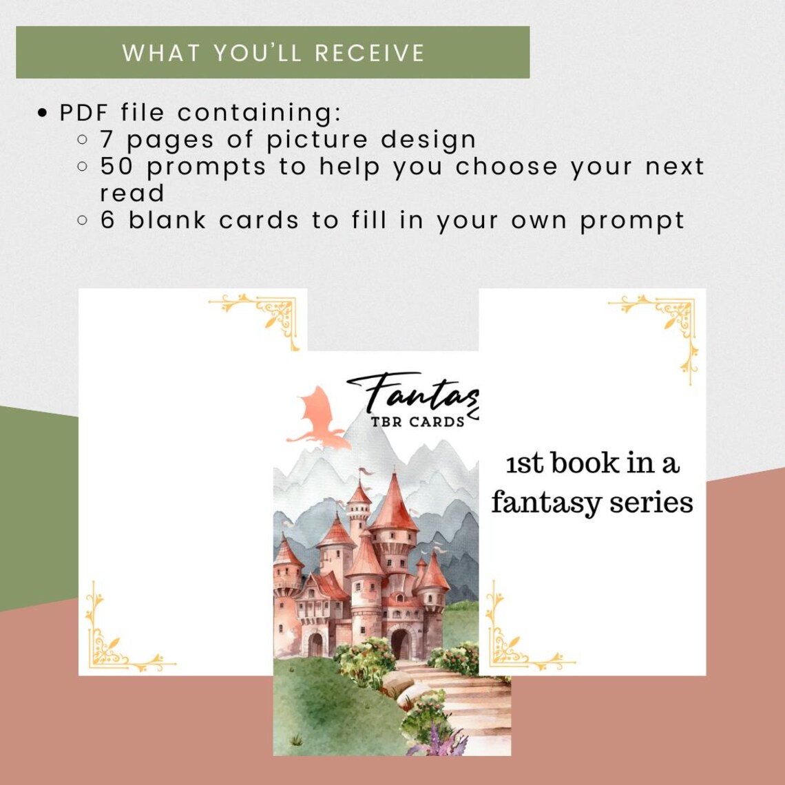 Printable Fantasy Book TBR Prompt Cards: Reading List Inspiration ...
